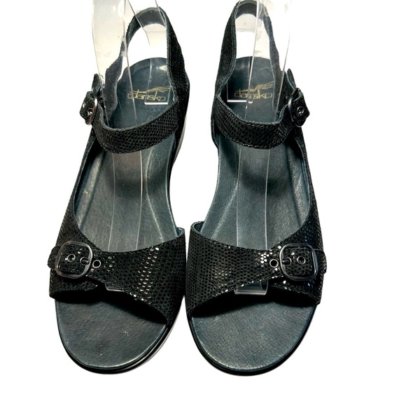Dansko | Shoes | Dansco Sandi Black Shimmer Double Strap Buckle Leather ...